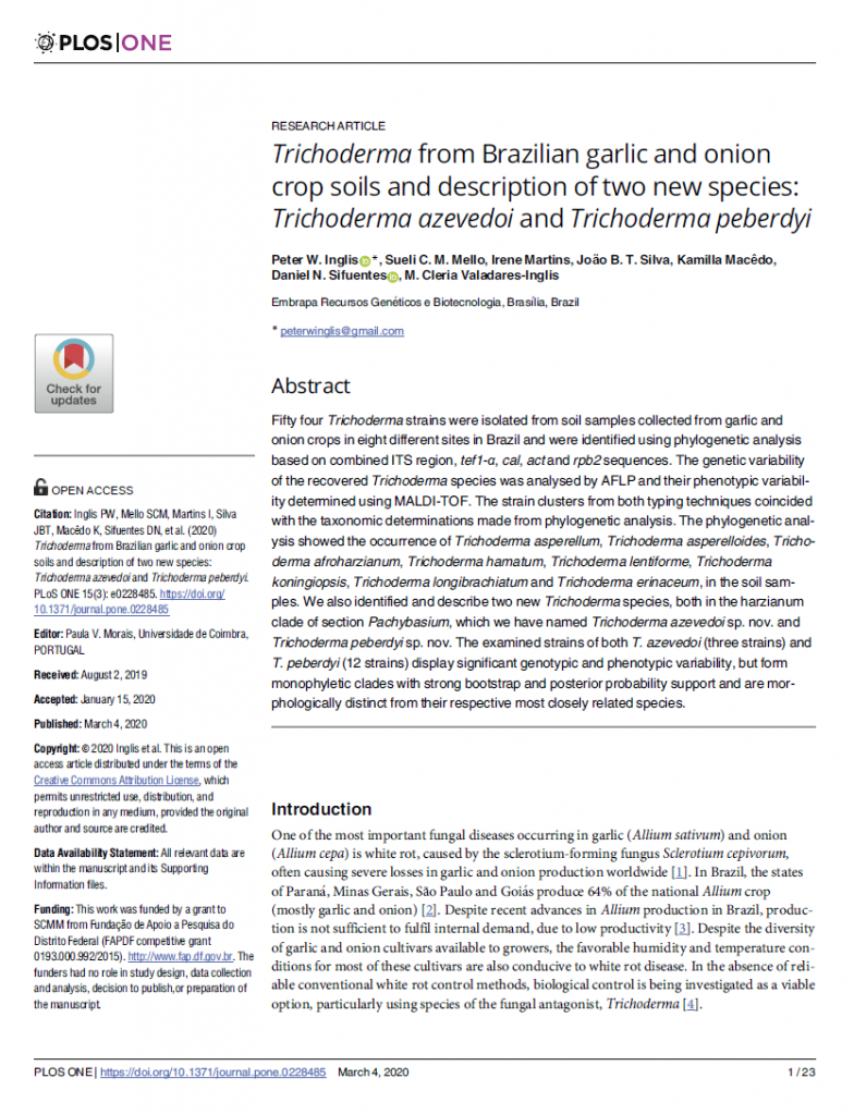 New Species of Trichoderma Isolated as Endophytes and Saprobes from ...